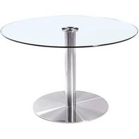 Round Dining table 36'' with metal pedestal and glass top - Glass ...
