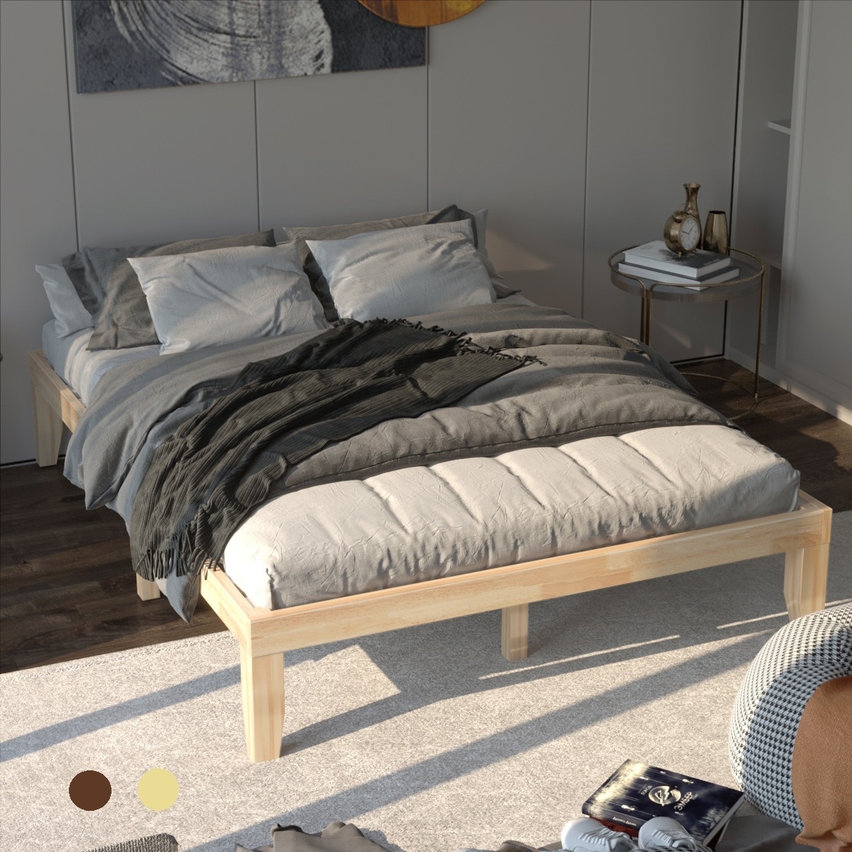 Giantex 14 inch solid wood platform bed frame store
