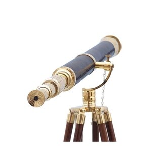 65 in. Floor Standing Brass-Leather Galileo Telescope - Bed Bath ...
