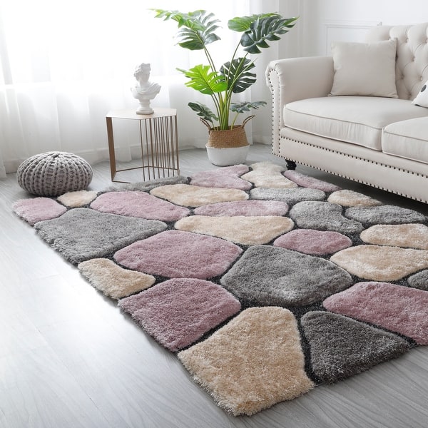 Mateos Shag Collection Stone Area Rug - Bed Bath & Beyond - 32279046