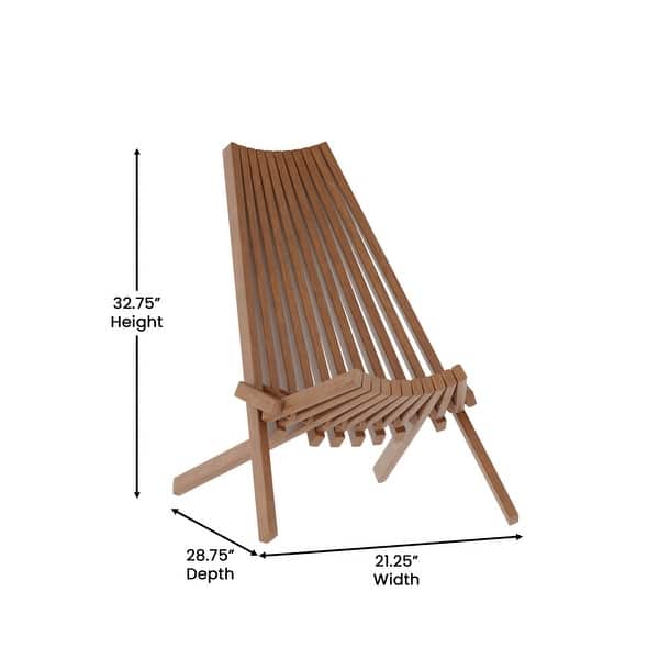 Indoor/Outdoor Solid Acacia Wood Low Profile Lounge Patio Folding Chair ...