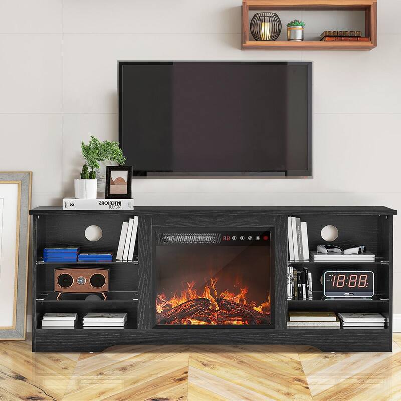 Bossin 58" Fireplace TV Stand with 18'' Electric Fireplace,Modern ...