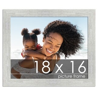 18x16 Distressed/Aged White Washed Complete Wood Picture Frame with UV ...