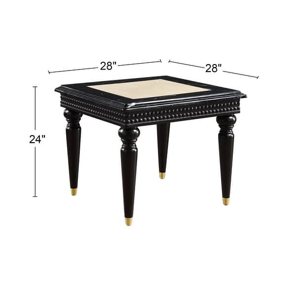 Square Marble Top End Table with Wooden Turn Legs in Black - Bed Bath ...