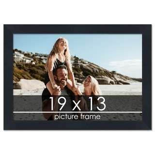 19x13 Frame Black 1 1/8" Wide Solid Wood Picture Frame - UV Acrylic ...