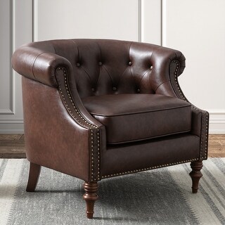PU Leather Accent Chair Modern Button Tufted Armchair Wingback Club ...