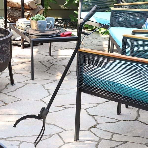 Sunnydaze Log Grabber 36" Spring-Loaded Black Steel Heavy-Duty Firewood ...