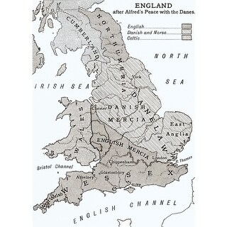 A Map Of England After King Alfreds Peace With The Danes In The 9Th ...