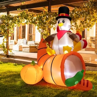6 FT Thanksgiving Inflatable Turkey on Cornucopia Blow up Turkey - Bed ...