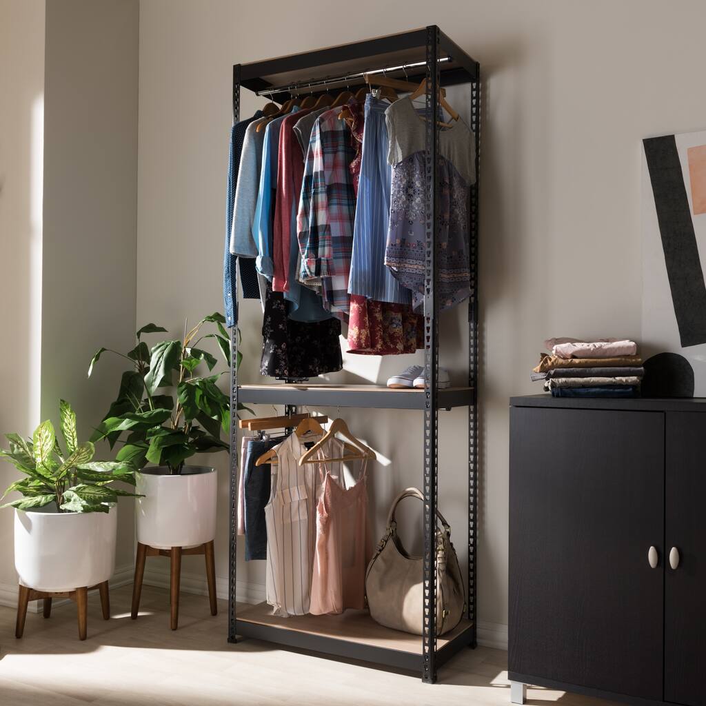 Gavin Black Metal 3-Shelf Closet Storage Racking Organizer - Overstock ...