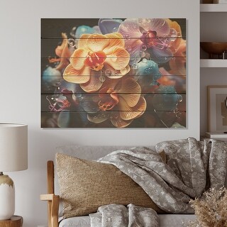 Designart "Joyful Abstraction" Orchids Wood Wall Decor - Traditional ...
