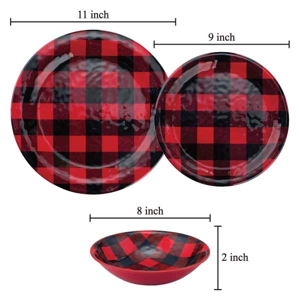 UPware 12-Piece Melamine Dinnerware Set, Includes Dinner Plates, Salad ...