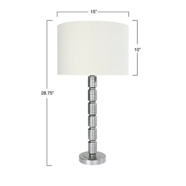 Faceted Stacked Metal Table Lamp with Linen Shade - Bed Bath & Beyond ...