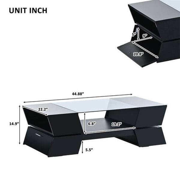 Black coffee table particle board center living room table cocktail ...
