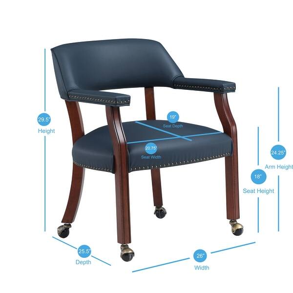 Casar Navy Blue Caster Chair for Kitchen Counter and Dining Room - Bed ...