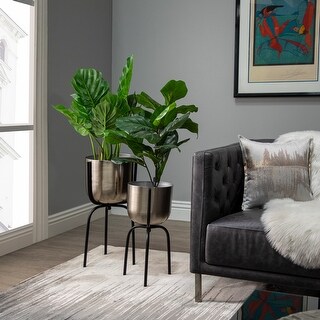 Modern Floor-Standing Flower Pot Metal Planter on Tripod Stand Decorate ...