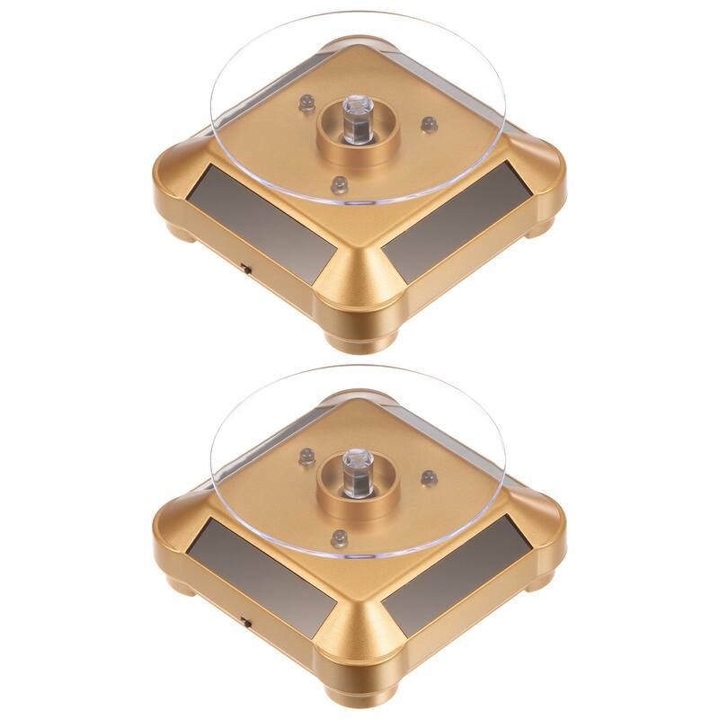 2pcs Solar Display Stand Turntable 360 Degree Rotating LED Light - Gold ...