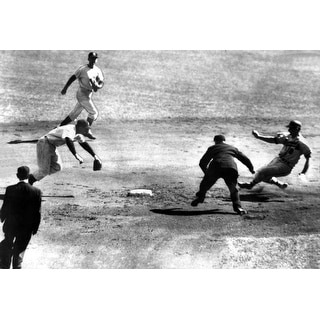 Milwaukee Brave Joe Adock Slides Into Second Base In Game 2 Of The 1957 ...