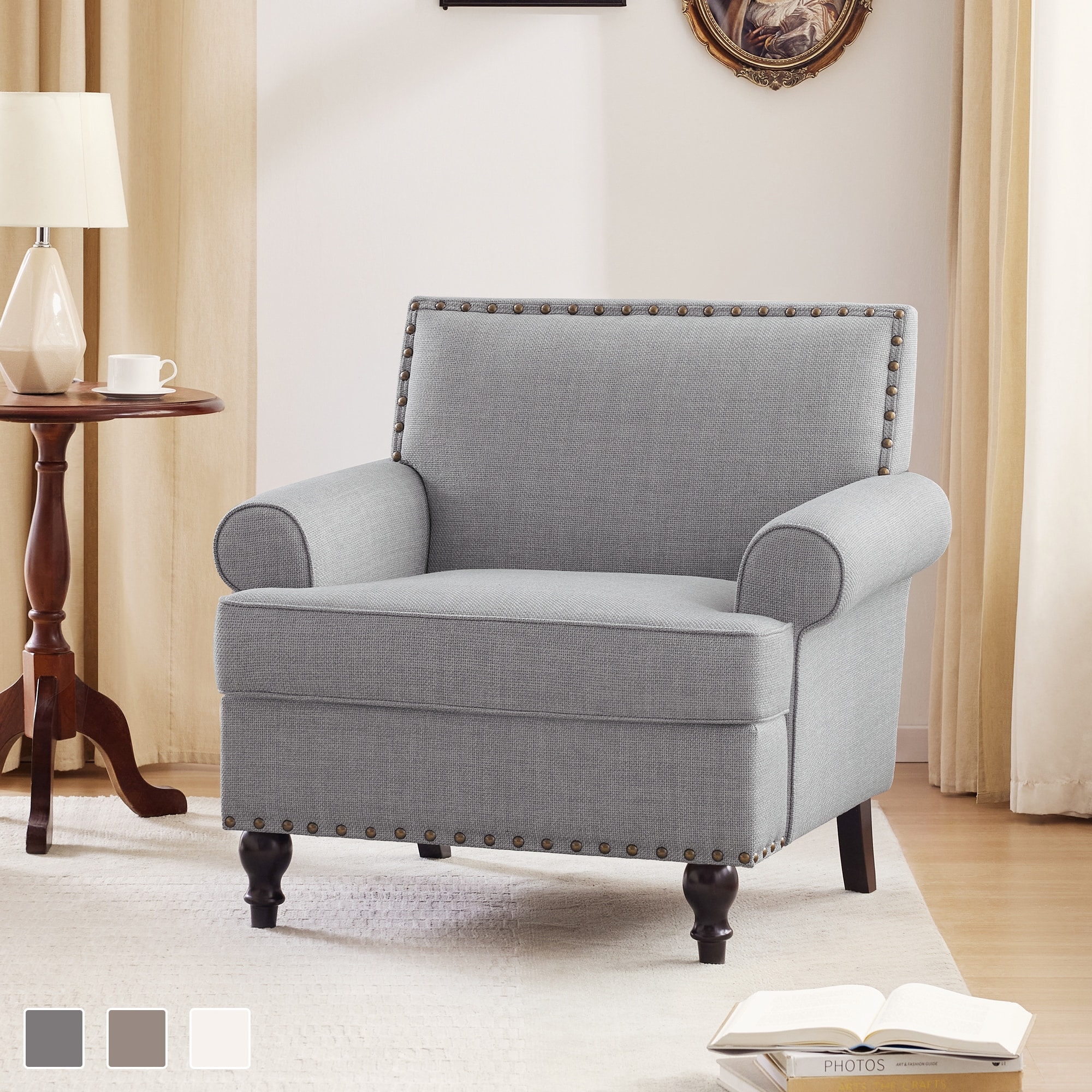 Uniquely Designed Riveted Fabric Sofa, Single Chair Loveseat - On Sale ...