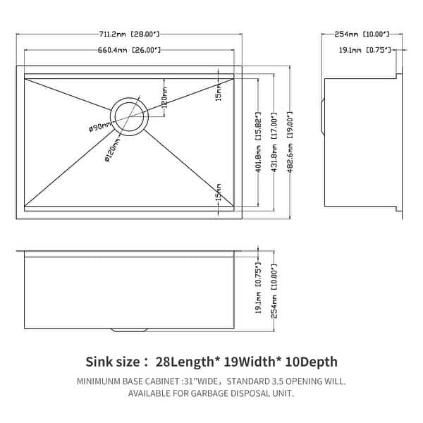 28" 30" 33" Single Bowl Undermount Workstation Kitchen Sink 16 Gauge ...