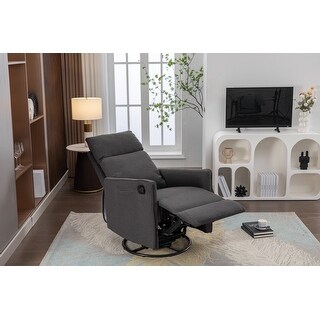 Linen Swivel Push Back Rocker Recliner w/Adjustable Back & Footrest ...