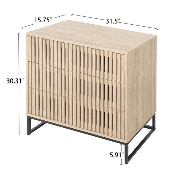 Vertical bar grid design Accent Storage Cabinet with 3 drawers - Bed ...