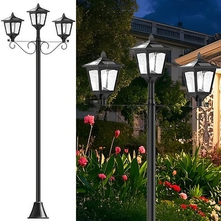 Triple-Head Solar Lamp Post 72" Outdoor Waterproof LED Street Light for ...