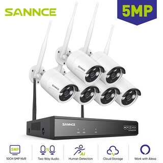 SANNCE Wireless Security Camera System, 10CH 5MP NVR With 6Pcs Cameras ...