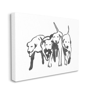 Stupell Row Of Pet Dogs Black White Watercolor Outline Canvas Wall Art ...