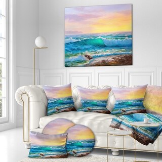 Designart "Sunsets over ocean waves" Sea & Shore Print on Wrapped ...
