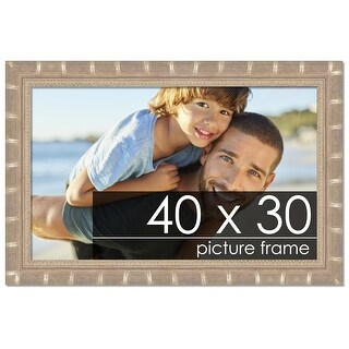 40x30 Bamboo Silver Wood Picture Frame - Complete with Frame Grade ...