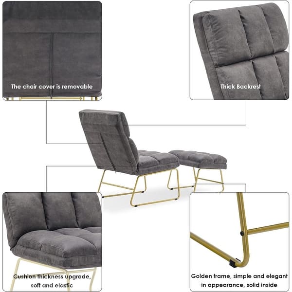 MCombo Accent Chair and Ottoman with Golden Metal Legs-Single/Set of 2 ...