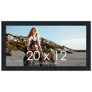20x12 Frame Black 1 1/8" Wide Solid Wood Picture Frame - UV Acrylic ...