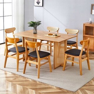 5/7 PCS Ancient Style Solid Wood Dining Table Set for 4/6 - Bed Bath ...