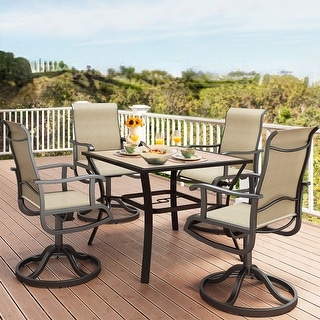 Outdoor Metal Swivel Bar Chairs Dining Chair Set of 2 - 23in - Bed Bath ...