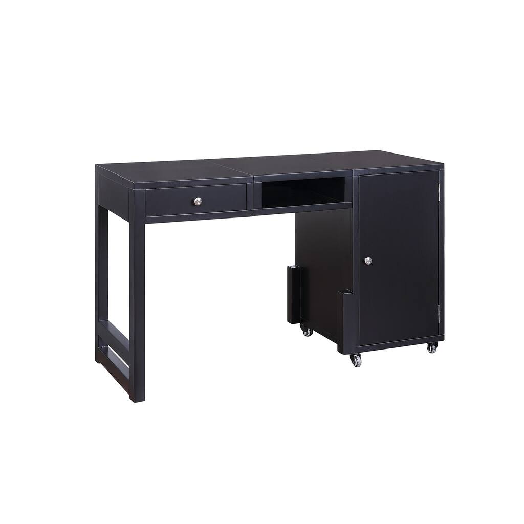 Convertible Wooden Desk with Spacious Side Door Storage and Castors ...