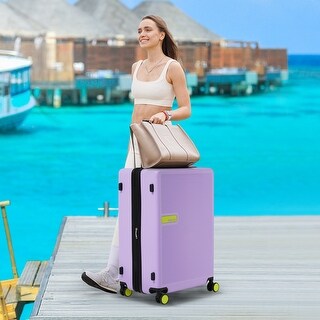 Contrast Color Luggage Set 3-Pcs Hardside Spinner Suitcase w/TSA Lock ...