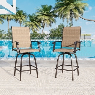 2-Piece High Back Textilene Swivel Patio Bar Stools - N/A - On Sale ...