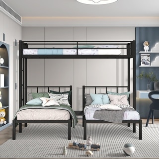 Triple Twin Bunk Bed Metal Frame Convertible to 3 Separate Beds - Bed ...