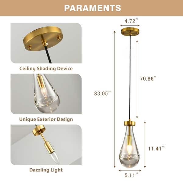Modern Crystal Raindrop Pendant light Hanging Lamp - N/A - Bed Bath ...