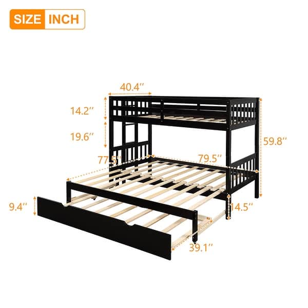 Bedroom Bed Frame Twin over pull-out bunk bed with trundle - Bed Bath ...