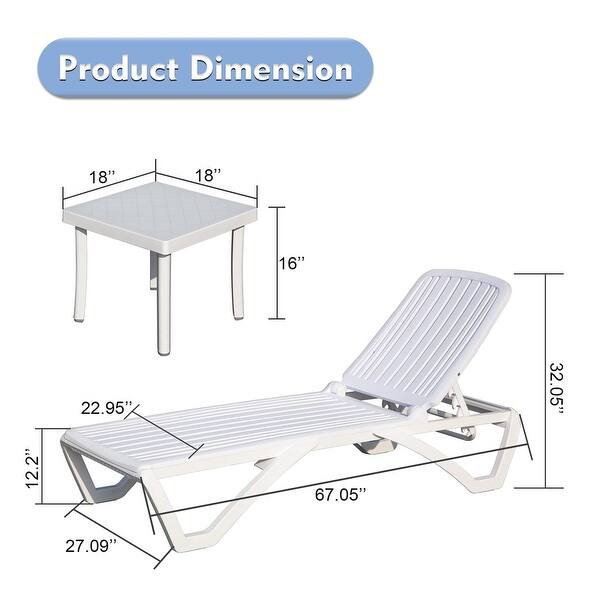 Outdoor Adjustable Pool Lounge Chair with Side Table and Wheels - Bed ...