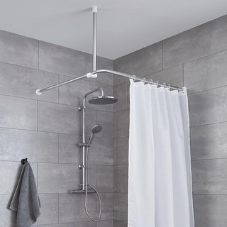 Adjustable Ceiling Curtain Rod - Mount Support for Bathtub or Shower ...