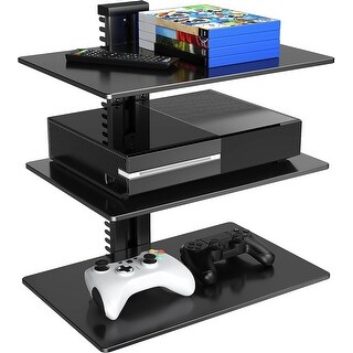 Wall Mounted AV Shelf with Tempered Glass - Holds 16.5lbs, for DVD, TV ...