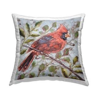 Stupell Cardinal Bird Botanical Nature Printed Throw Pillow Design by ...