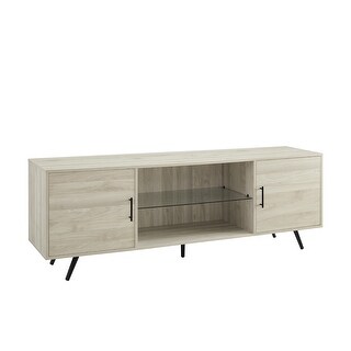 Mid-Century Modern 70" TV Stand with Glass Shelf, Birch Finish - Bed ...