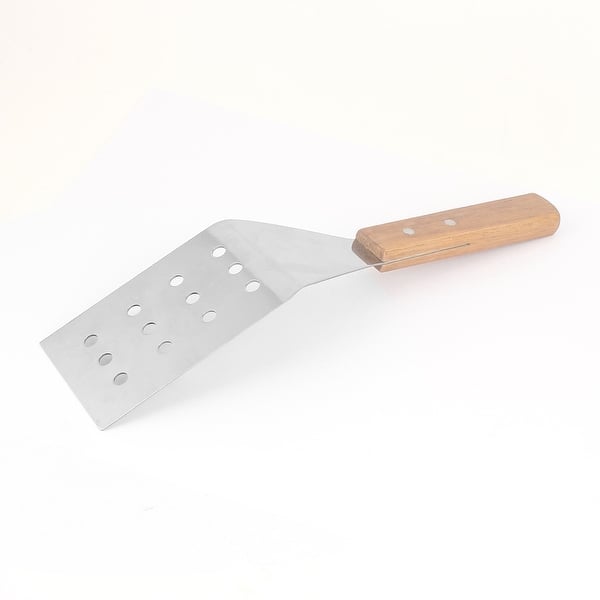 Unique Bargains Kitchen Tool Rectangle Perforated Blade Wooden Handle ...