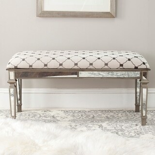 SAFAVIEH Layla Moroccan Grey/ Beige Upholstered Bench - Bed Bath & Beyond - 11642105