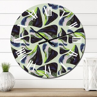Designart 'Abstract Dark Green Organic Elements II' Modern wall clock ...