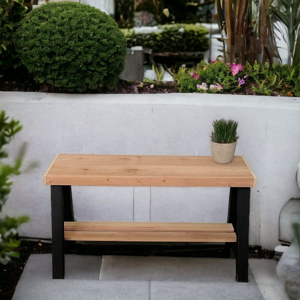Rustic Olive Pine Wood Entryway Bench with Slatted Shelf - On Sale ...